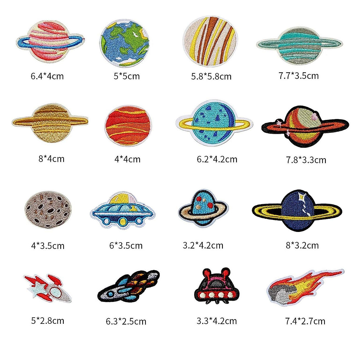 35 PCS Iron on Patches Solar System Appliques Stickers Woohome Embroidered Space Planets Patches Applique Kit for Clothing, Jackets, Backpacks, Jeans