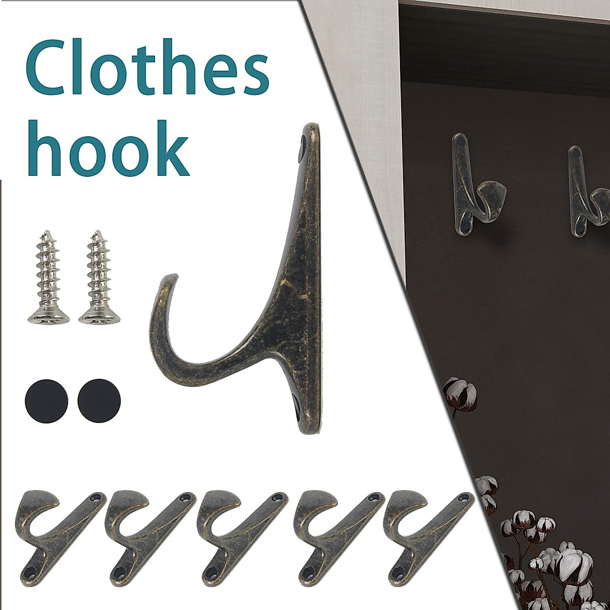 OLAYA 12 Pack Vintage Coat Hooks Wall Mounted Heavy Duty for Hanging Coat Hanger with Screws for Bathroom Kitchen Office Entryway (12 Black Coffee)