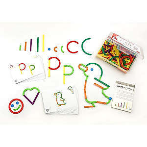 edxeducation-21368 GeoStix Letter Construction Set - Educational Toy - 200 Connecting Sticks - 50 Activities - Build Letters, Animals and More