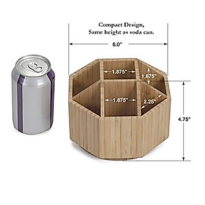 MobileVision Bamboo Bathroom Organizer Bundle Includes Compartments for Hair Care and Toiletries & Rotating Caddy for Cosmetics