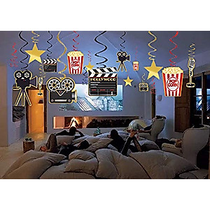 Movie Night Decorations Hanging Swirls Hollywood Movie Theme Party Decorations Supplies 30pcs