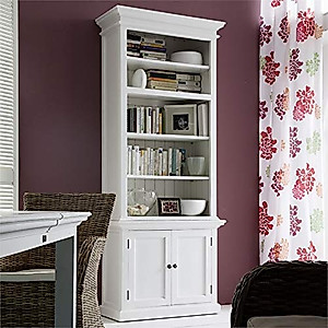 Beaumont Lane Wood 4 Shelved Bookcase with Storage in Pure White