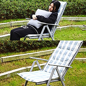 FYBOOR 2 Pack Outdoor/Indoor High Back Chair Cushion, Seat/Back Patio Chair Cushion for Outdoor Furniture, Fade Resistant Stuffed High Rebound Foam Adirondack Replacement Chair Cushion,Blue Stripes