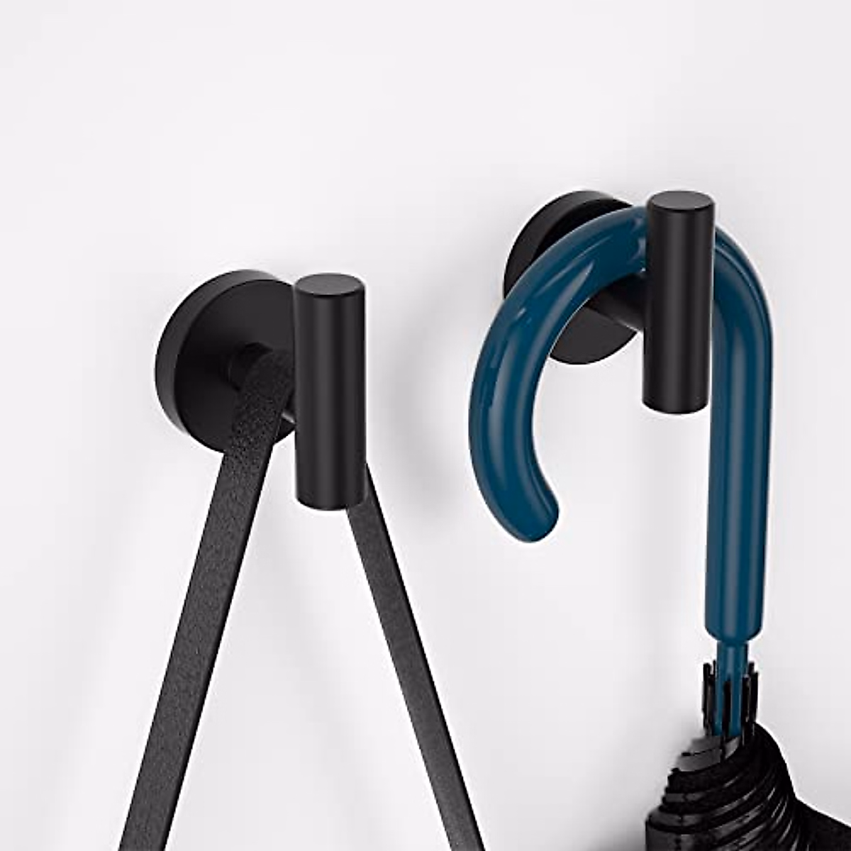 SOCONT Towel Hooks for Bathrooms Wall Mount, 2 Pack Matte Black Towel Hook for Hanging, Heavy-Duty Bathroom Wall Hooks for Towel Robe Black Wall Hooks SUS 304 Stainless Steel for Bathroom Kitchen