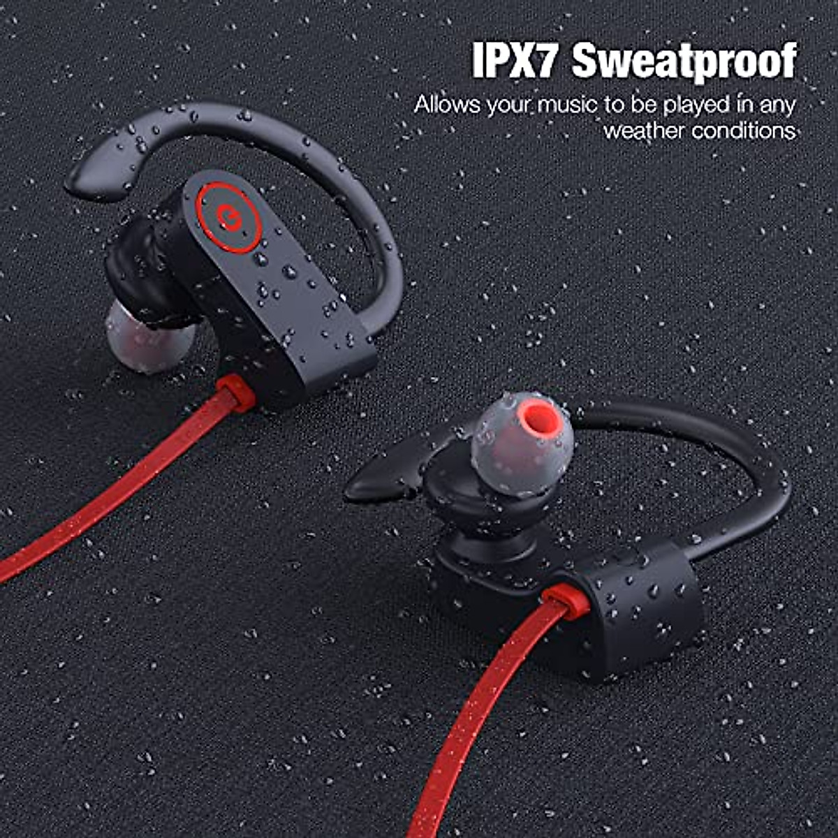 Boean Bluetooth Headphones, Running Wireless Earbuds with 15 Hours Playtime, HD Deep Bass Stereo IPX7 Waterproof Earphones for Workout and Sports, Bluetooth 5.3 CVC 8.0 Sound Isolation Headsets