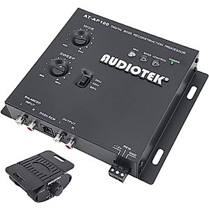 Audiotek AT-AP100 1/2 Din Car Audio Digital Bass Processor & Sound Restoration, Crossover for Car Subwoofer Tuners w/Bass Knob Input 15V RMS and Maximum Output 13.5V Peak
