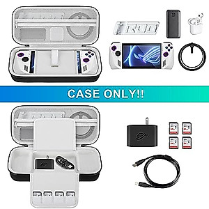 BOVKE Travel Carrying Case for ASUS ROG Ally 7" 120Hz Gaming Handheld Console, ASUS ROG Ally AMD Ryzen R1 Extreme Game Console Holder with Extra Space for Charger Accessories, Black