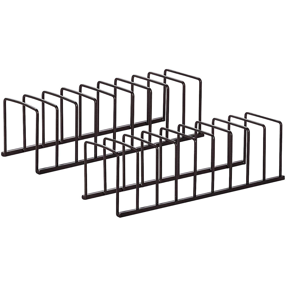 STORAGE MANIAC 2-Pack Kitchen Bakeware Organizer, Multifunctional Pot Lid Holder with Divider for Dinnerware, Cookware, Cutting Boards, Plate, Pan Lids, Cabinet Pantry Container, Tray Rack, Rectangle