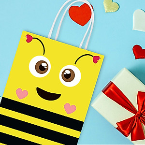 Funnlot Valentine Day Gift Bags For Kids 12PCS Cute Valentine Candy Bags Valentine Treat Bags Animals Valentine Paper Bags With Handles For Chocolate Snacks Valentine Party Favor Bags