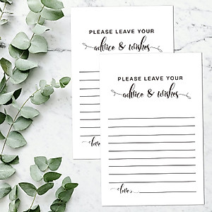 AMAHEJMO 50 Advice and Wishes cards -Wedding Advice Cards, cards for the Bride, Retirement or Graduation Party, Baby or Bridal Shower Games, Birthday Party, Engagement,4x6