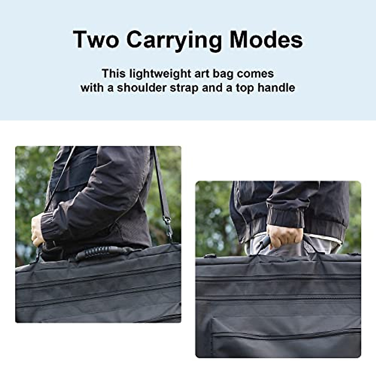 JJRING 18x24 Art Portfolio Tote Bag - Large Carrying Storage Case with Handle & Adjustable Shoulder Strap, Portfolio Folder for Artwork, Posters, Canvas, Drawing Boards