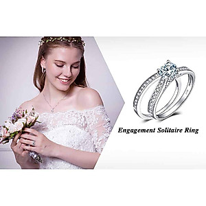 JewelryPalace 14K Gold Plated 925 Sterling Silver Cubic Zirconia Promise Rings for Her, Wedding Bands Engagement Rings for Women, Anniversary 1.3ct Solitaire Simulated Diamond Ring Set Size 5