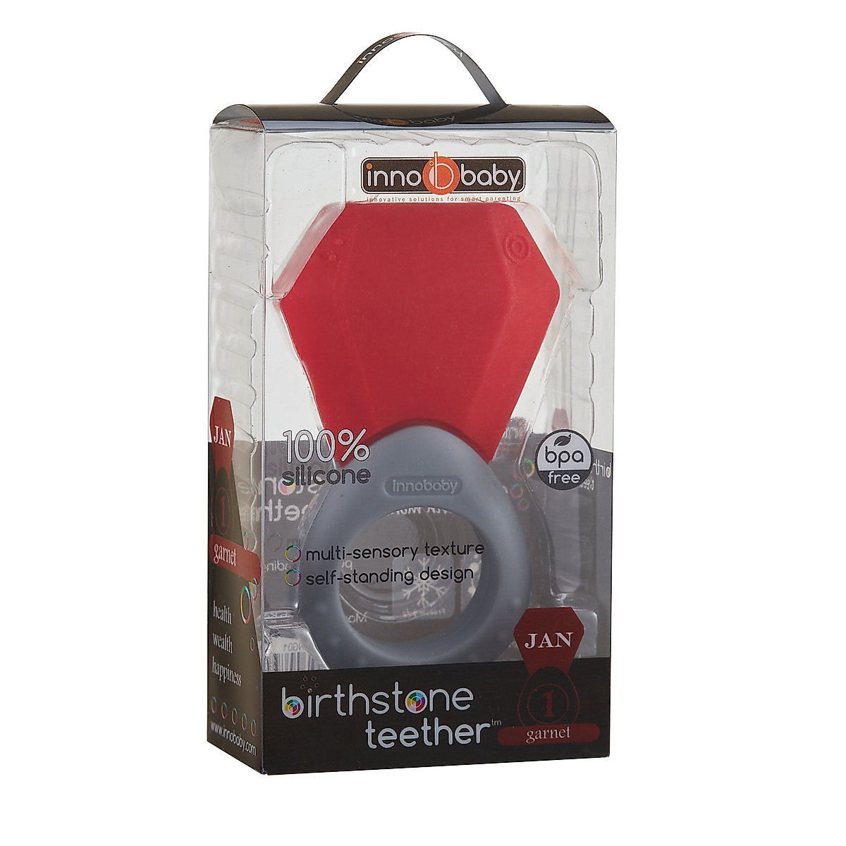 Innobaby TEETHIN' Smart Birthstone Ring TEETHER - January (Garnet)