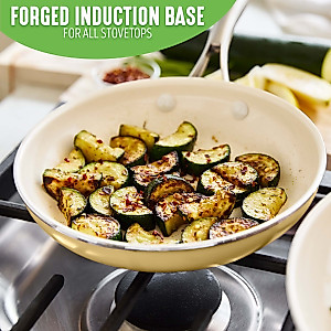 GreenLife Artisan Healthy Ceramic Nonstick, 12 Piece Cookware Pots and Pans Set, Stainless Steel Handle, Induction, PFAS-Free, Dishwasher Safe, Oven Safe, Yellow