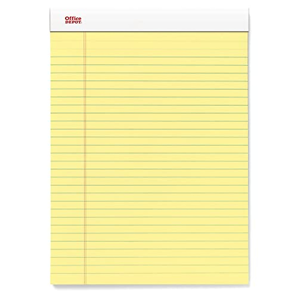 Office Depot(R) Perforated Writing Pads, 8 1/2" x 11 3/4", Legal Ruled, Canary, Pack Of 12