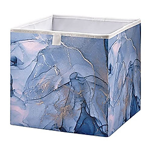Violet Marble Ink Modern Fluid Art Storage Bins Cubes Storage Baskets Fabric Foldable Collapsible Decorative Storage Bag with Handles for Shelf Closet Bedroom Home Gift 11" x 11" x 11"