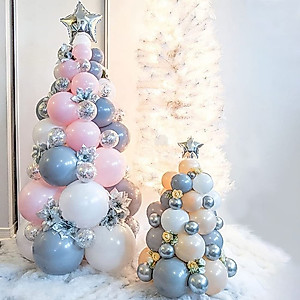 2 Set Metal Balloon Column Stand Kit Adjustable 81 Inch Height Balloon Tower Pillar with Reusable Telescopic Poles and Water Bags for Birthday Baby Shower Graduation Christmas Halloween Wedding Party