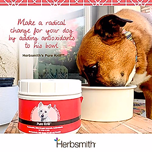 Herbsmith Pure Krill - Wild-Caught Antarctic Krill - Just 1 Ingredient - Astaxanthin for Dogs - Ready-to-Use Omega 3s – Alternative to Krill Oil for Dogs - 75g