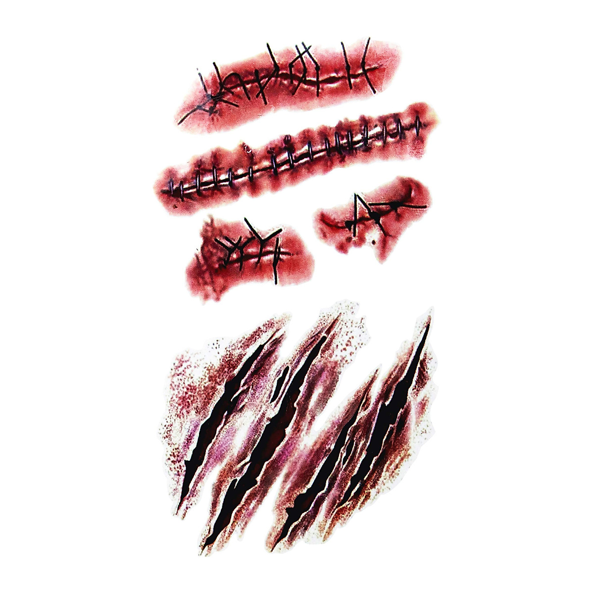 10pcs Horror Realistic Fake Bloody Wound Stitch Scar Scab Waterproof Temporary Tattoo Sticker Halloween Masquerade Prank Makeup Props (10) (10pcs S165)