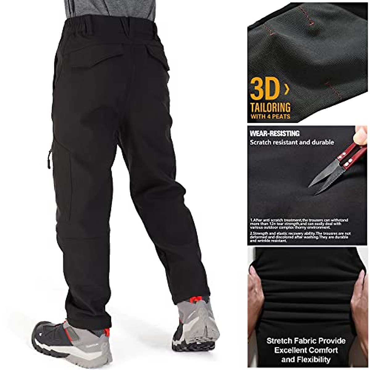 linlon Kids Boys Girls Youth Waterproof Hiking Ski Snow Pants Elastic Waist Warm Insulated Pants,9037-Black-2XL(9-10 Years)