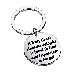 FEELMEM Anesthesiologist Gifts Anesthesiologist Technician Gift CRNAS Gift A Truly Great Anesthesiologist Is Hard To Find Keychain Gift for Anesthetist Doctor Nurse Anesthetist (silver)
