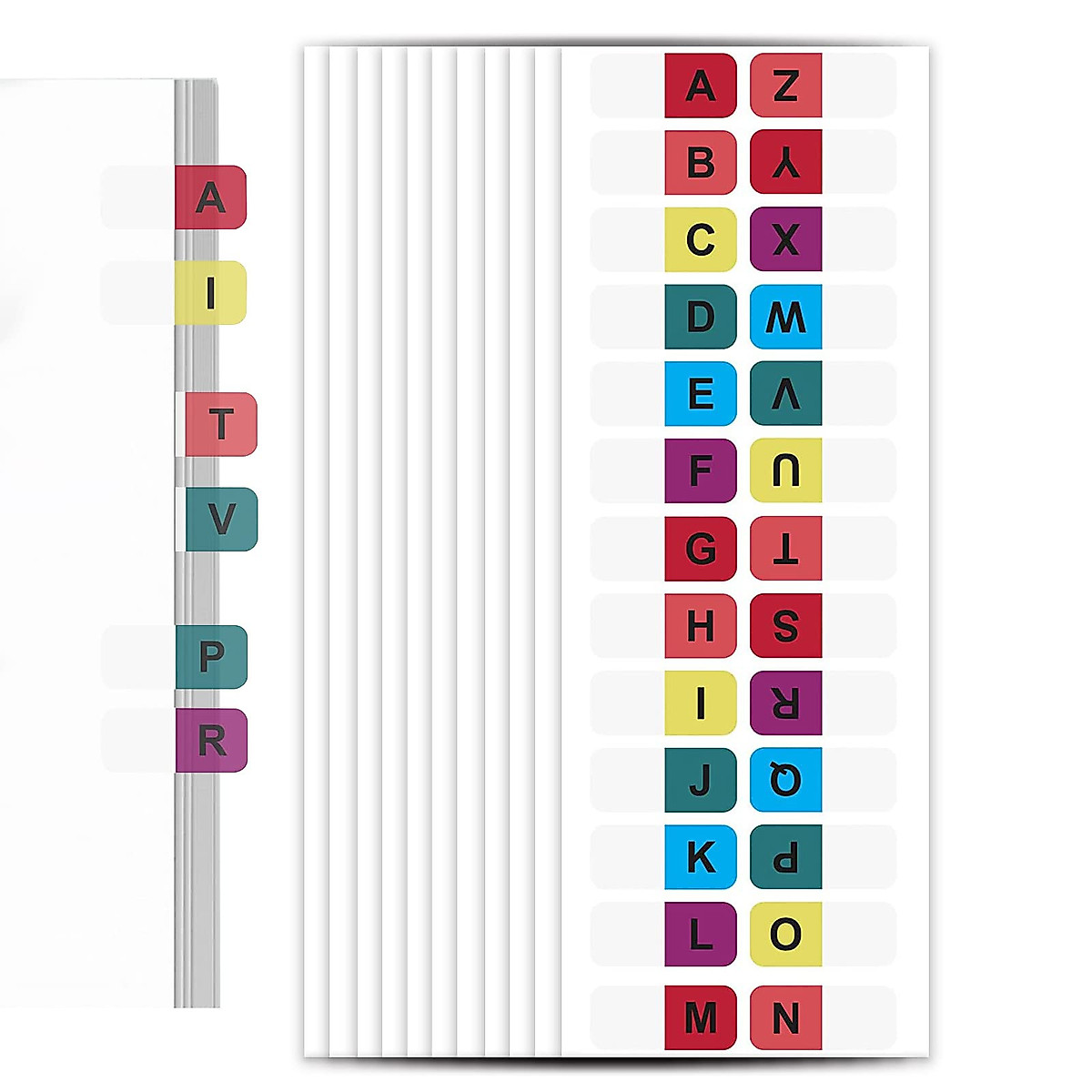780 PCS Colorful Alphabet Tabs, A to Z 26 Letters Index Labels Multicolor Alphabet Tabs Tab Dividers Stickers for Binders Notebook Classify Files Contents Page Address Book Folder