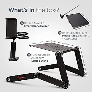 DZHJKIO Laptop Stand for Bed- Portable Laptop Table -Folding Laptop Table - Laptop Stand Adjustable Height with Phone Holder and Mouse Pad Ergonomic Laptop Desk for Couch Computer Riser by Erosso