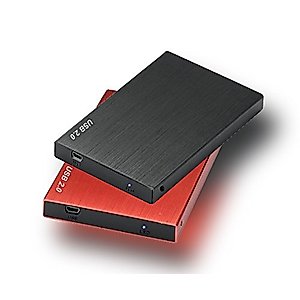BIPRA (2 Pack) 2.5 Inch USB 2.0 Hard Drive Disk External Enclosure Case for 9.5mm & 7mm 2.5" SATA HDD and SSD (Black and RED)