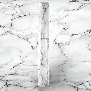 Craftopia Adhesive Craft Vinyl Roll | White Marble Vinyl , Bamboo, Wood Grain | Various Sizes and Designs (White and Gray Marble Color Pack of 3) .