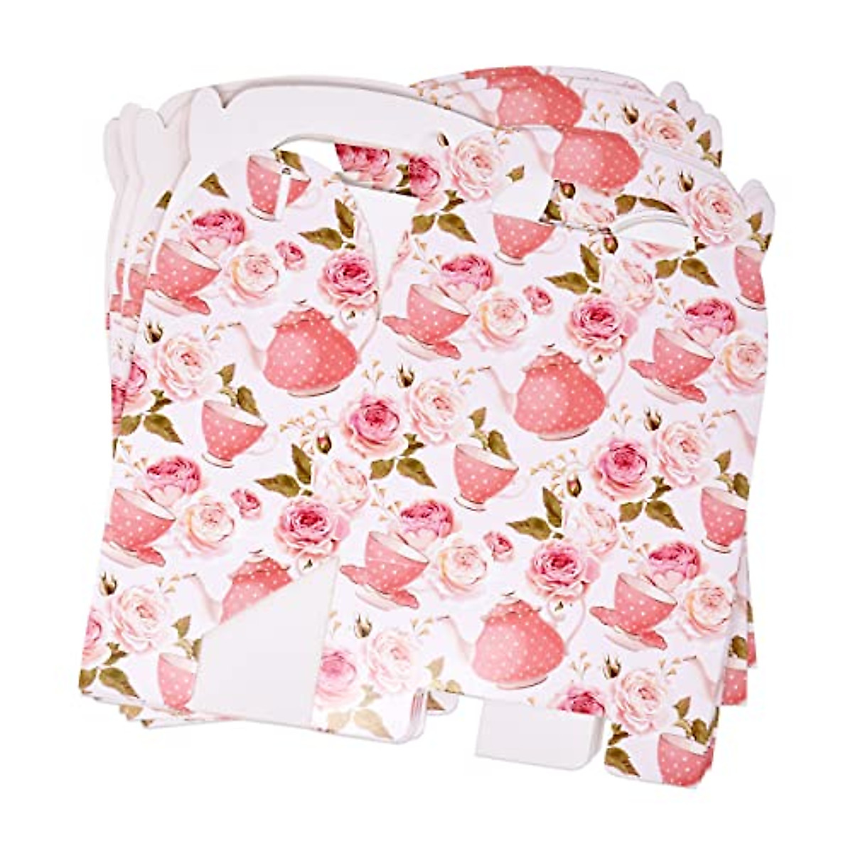 24 Pack Tea Party Favor Gift Boxes Floral Teapot Paper Treat Box Bag Wrapping for Tea Pot Theme Bridal & Baby Shower Wedding Birthday Party Supplies Decorations Fill with Candy Cupcake Goodies Prizes