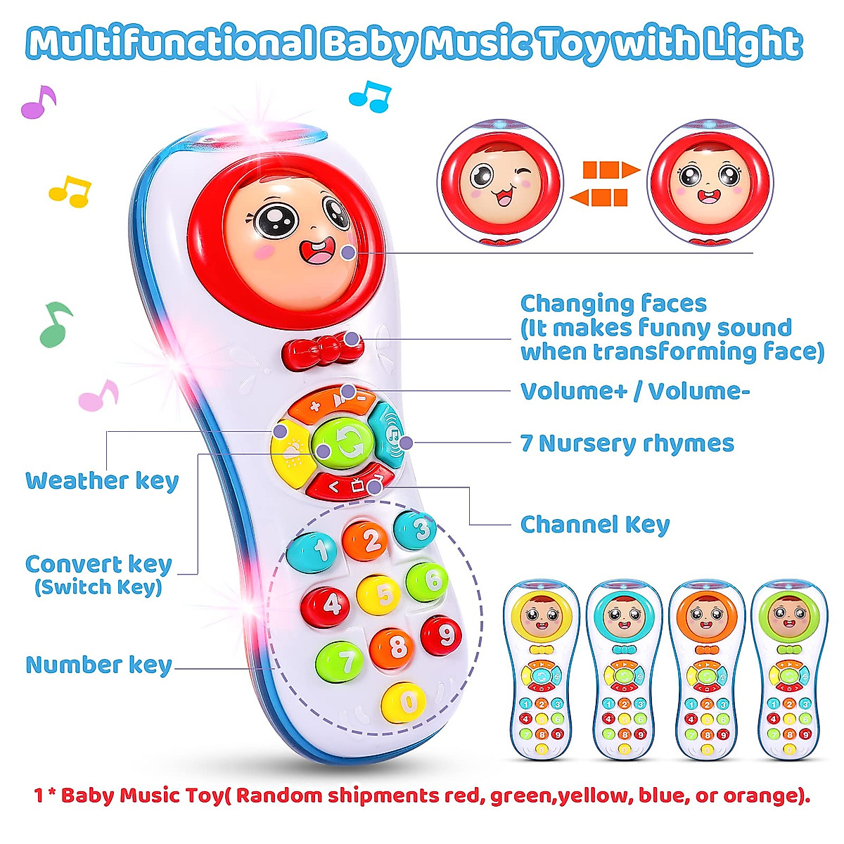 WOSTOO Baby Toys 0–6 Months, Baby Teething Toys Early Educational Learning Toys Gifts, Including Infant Shaker Grab and Spin Rattle with Music and Light for Infant Newborn Boys Girls
