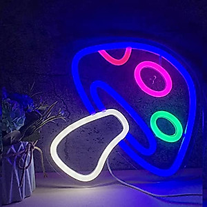 LED Neon Mushroom Cute Neon Sign, USB Powered Neon Signs Night Light, 3D Wall Art & Game room Bedroom Living Room party Decor lamp for Children Kids Girls Boys