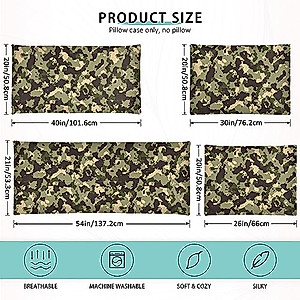 Camo Pillow Cases King Size Breathable Skin-Friendly Velvet Pillow Covers Soft Cozy Pillowcase for Bed Bedroom Sofa Couch Home Decor