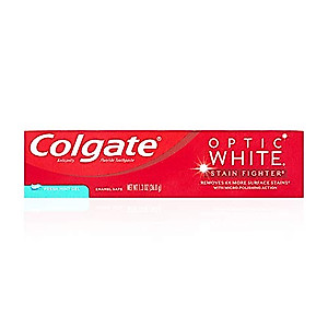 Colgate Optic White Toothpaste, Stain Fighter, Fresh Mint Gel, Travel Size 2.0 oz (56.6g) - Pack of 6