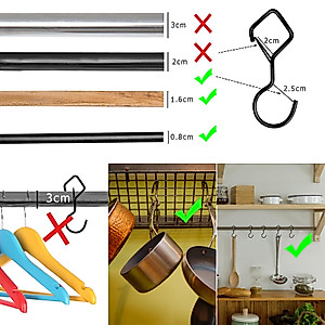 Ticway 12 PCS S Hooks for Hanging,4 Inch Heavy Duty Closet Hooks with Safety Buckle,Closet Hooks Hanging for Plants,Clothes,Kitchen Utensil,String Lights,Handbags,Belt,Hat,Cup (12 Pack, Black)