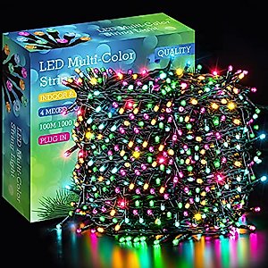Areker 1000LED Christmas Lights Outdoor, 328ft Christmas Tree String Lights with Timer Function 8 Modes, Multicolor Christmas String Lights Plug in for Christmas Tree Party Wedding Halloween Garden