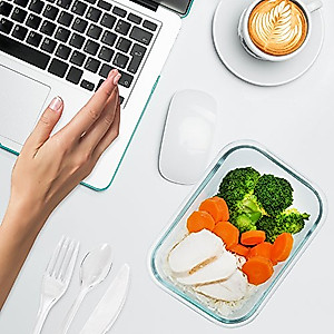 PrepNaturals 5 Pack 36 Oz Glass Meal Prep Containers - Dishwasher Microwave Freezer Oven Safe - Glass Storage Containers with Lids (Multi-Compartment)