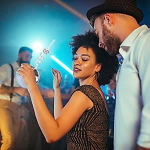 VAIPI 6 Pack Disco Ball Cups for Party 20 oz Wine Cups with Disco Mirror Ball Straws Stirrers Drink Tumbler Silver Flash Ball Cocktail Cup Ornament Cups for Wedding Bachelorette Party 2024 Decoration