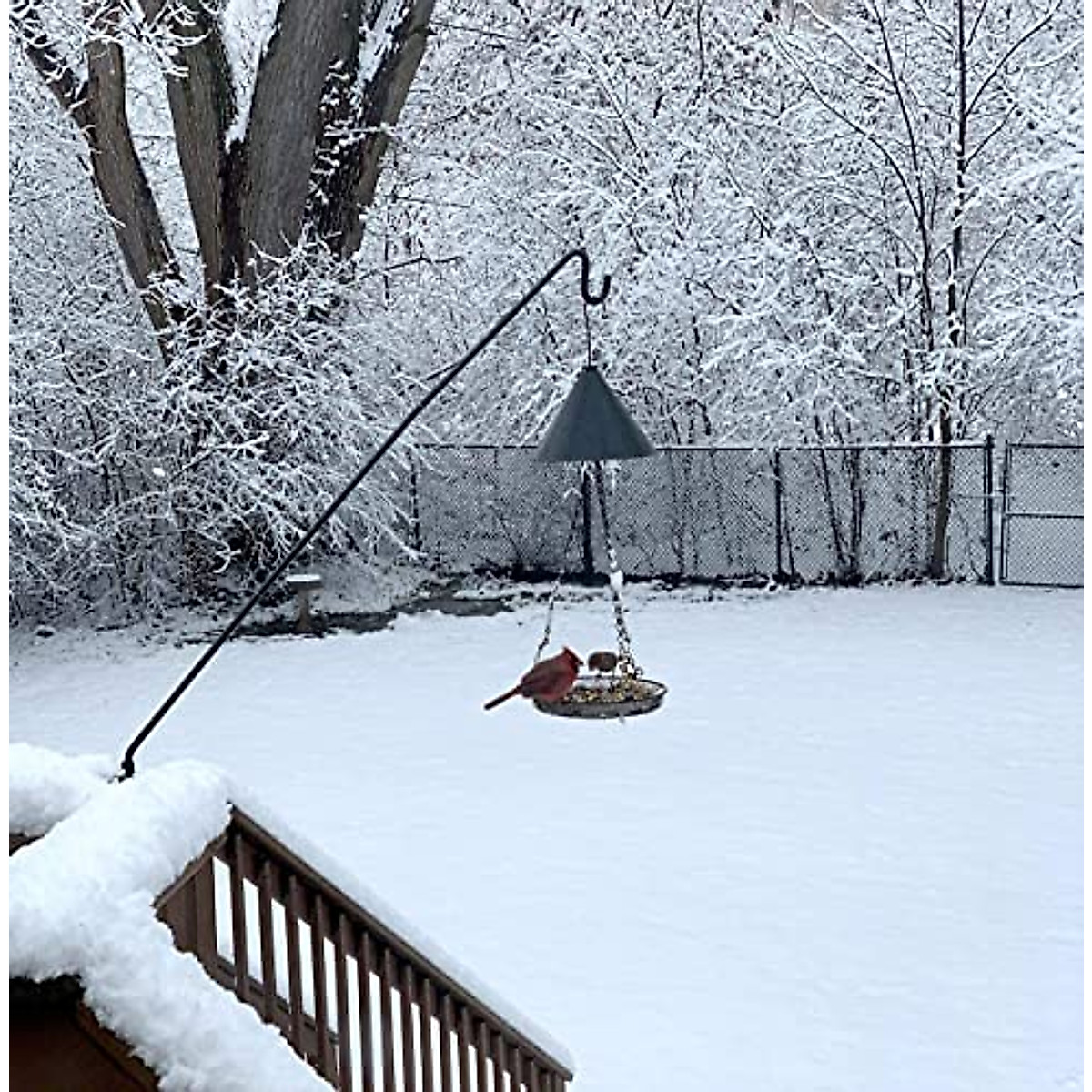 MIXXIDEA Heavy Duty Deck Rail Pole Deck Hook, Extensible and Adjustable Deck Hook for Hanging Bird Feeder, Plants, Suet Baskets,Wind Chimes,Lanterns