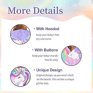 Unicorn Hooded Towel, Unicorn Beach Towel, Unicorn Towel for Girls 30" x 50", Cute Pink Rainbow Microfiber Absorbent Quick Dry Bath Swim Pool Towel Poncho Bathrobe with Hood Gifts for Kids Toddler