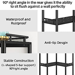 FLE 5 Tier Corner Shelf,Modern Corner Bookshelf Industrial Corner Ladder Shelf Small Bookcase Plant Stand for Living Room, Kitchen, Home Office (Black)