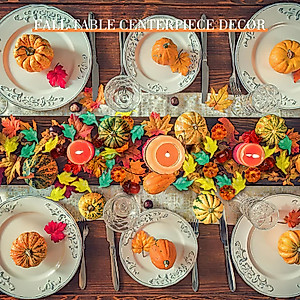 DomeStar 120PCS Thanksgiving Acrylic Pumpkin Fall Decorations, Vase Filler Gems Acrylic Leaves Acorns Maple Leaves for Home Decoration