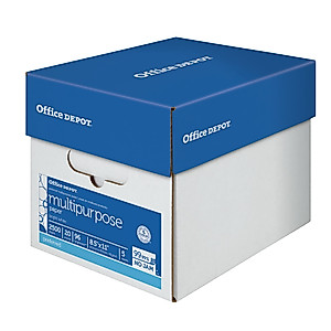 Office Depot® Multi-Use Printer & Copy Paper, White, Letter (8.5" x 11"), 2500 Sheets Per Case, 20 Lb, 96 Brightness, 58