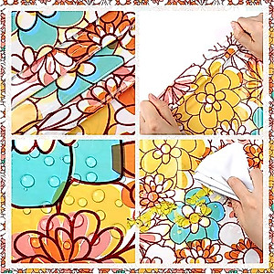 Augisteen 2 PCS Groovy Tablecloth Plastic Boho Daisy Table Covers Daisy Flower Tablecloth Hippie Retro Floral Disposable Tablecloths Waterproof for Birthday Party Decor Baby Shower, 54 x 108 Inch
