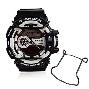 Motaney for Casio G Shock GA100 Screen Protector, Anti-Scratch Bull Bar Compatible with G-Shock GA/GD100/ 110/120/ 140 Series Watch, Cool Looking Stainless Steel Wire Guard Protective Bumper (Black)