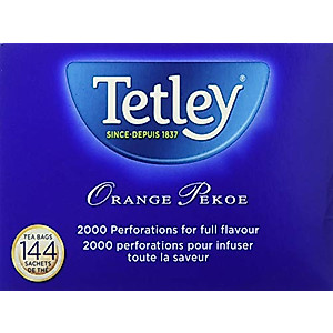 Tetley Orange Pekoe Tea, 144 Count Tea Bags, 454g/1lb, (Imported from Canada}