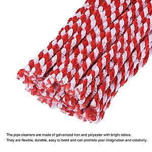 MECCANIXITY Pipe Cleaners Chenille Stems 30cm/12 Inch for DIY Art Creative Crafts Decorations, Red White Pack of 100
