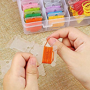 Onwon 100 Pieces Embroidery Thread Cards Cross Stitch Floss Bobbins and 36 Grids Plastic Storage Box Transparent Container for Thread Organizer Holder Earrings, Jewelry Making Tool, Beads
