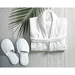 BIOLINEN Luxury Cotton Terry Shawl Bathrobe Collar Robe with Slippers Bathrobe for Men & Women 100% Combed Terry Unisex Spa Robe - Premium Quality Bathrobe