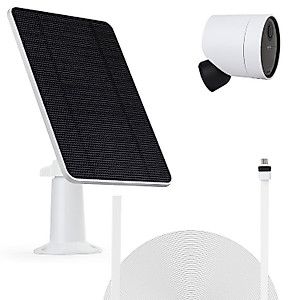 UYODM 3W Solar Panel Compatible with SimpliSafe Outdoor Security Camera, IP66 Weatherproof &11.5ft Micro USB Charging Cable with Adjustable 360 °Aluminum Alloy Wall Mount (White)